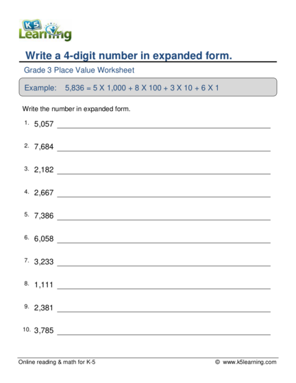 Worksheet Of Numbers In Expanded Form