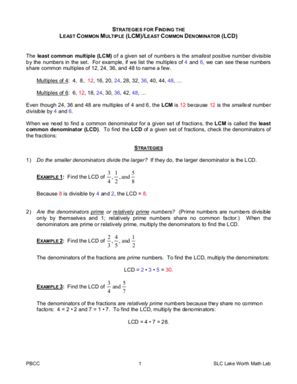 LCM Least Common Multiple And LCD Least Common Denominator