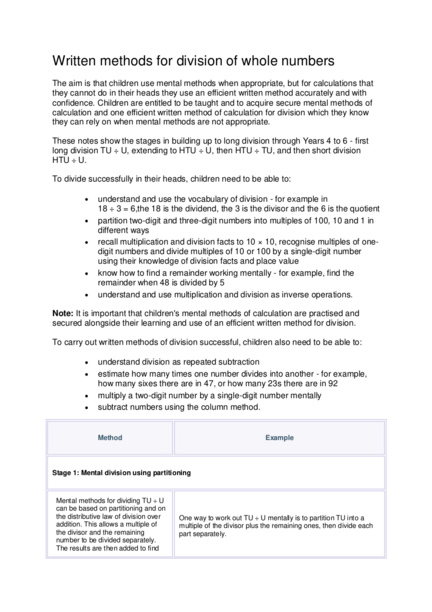 Various Division Methods