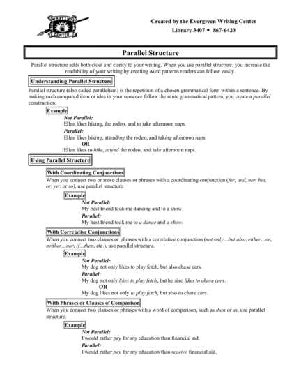 Writing Composition Parallel Structure