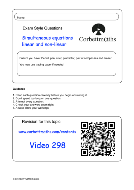 Linear And Nonlinear Equations Worksheet